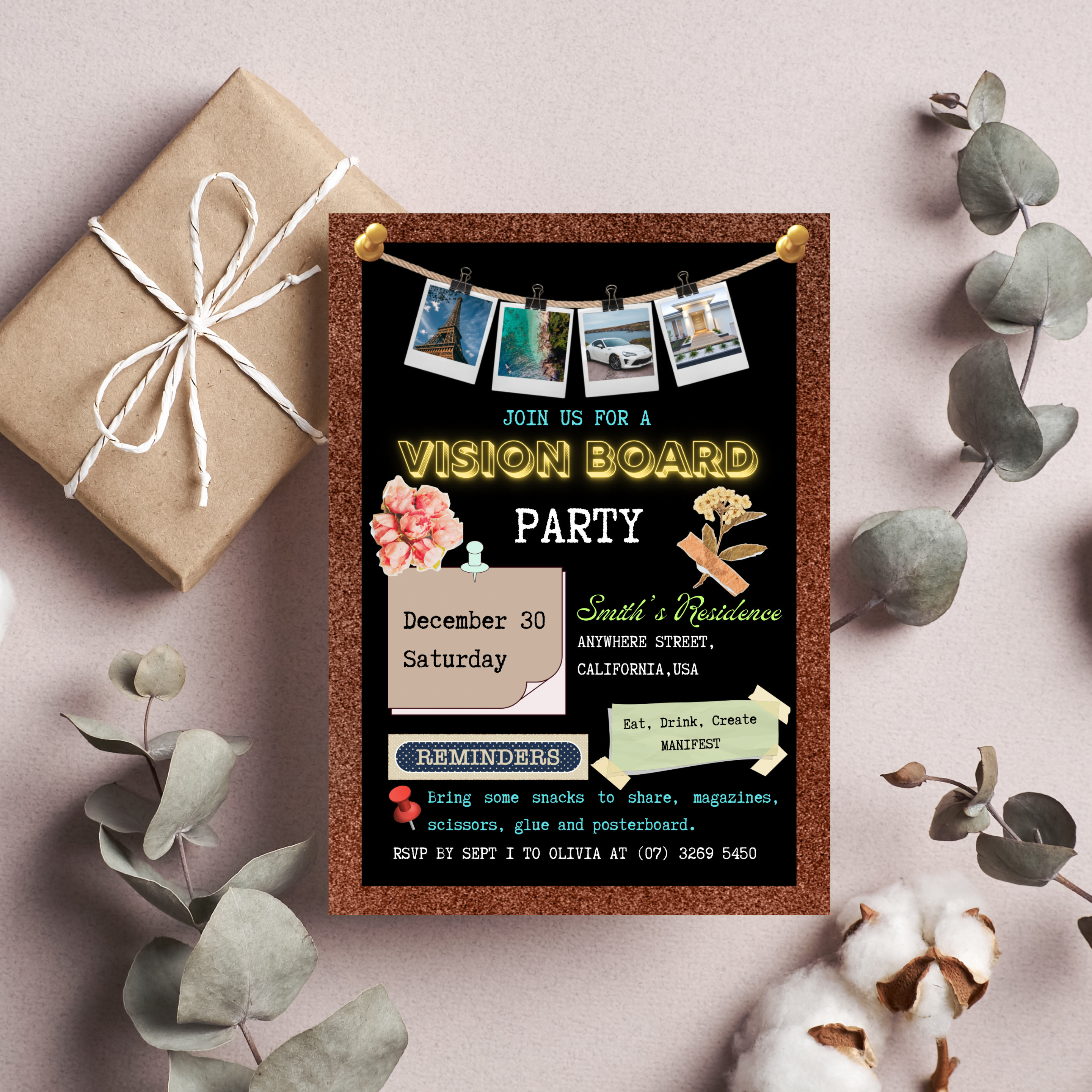 Vision Board Party Editable Template Invitation Instant Download With ...