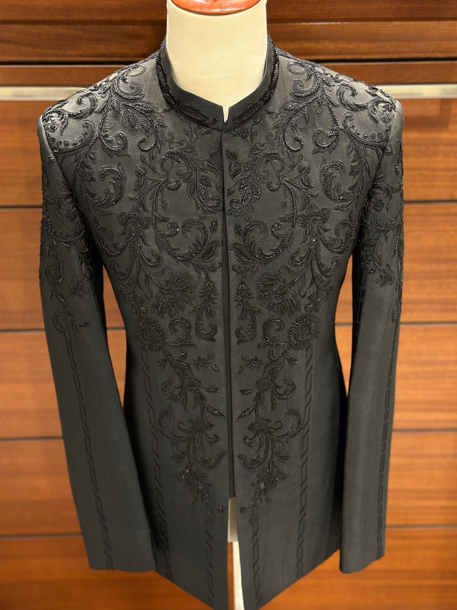 Black Embroidered Prince Coat for Men, Pakistani Prince Coat, Grooms ...