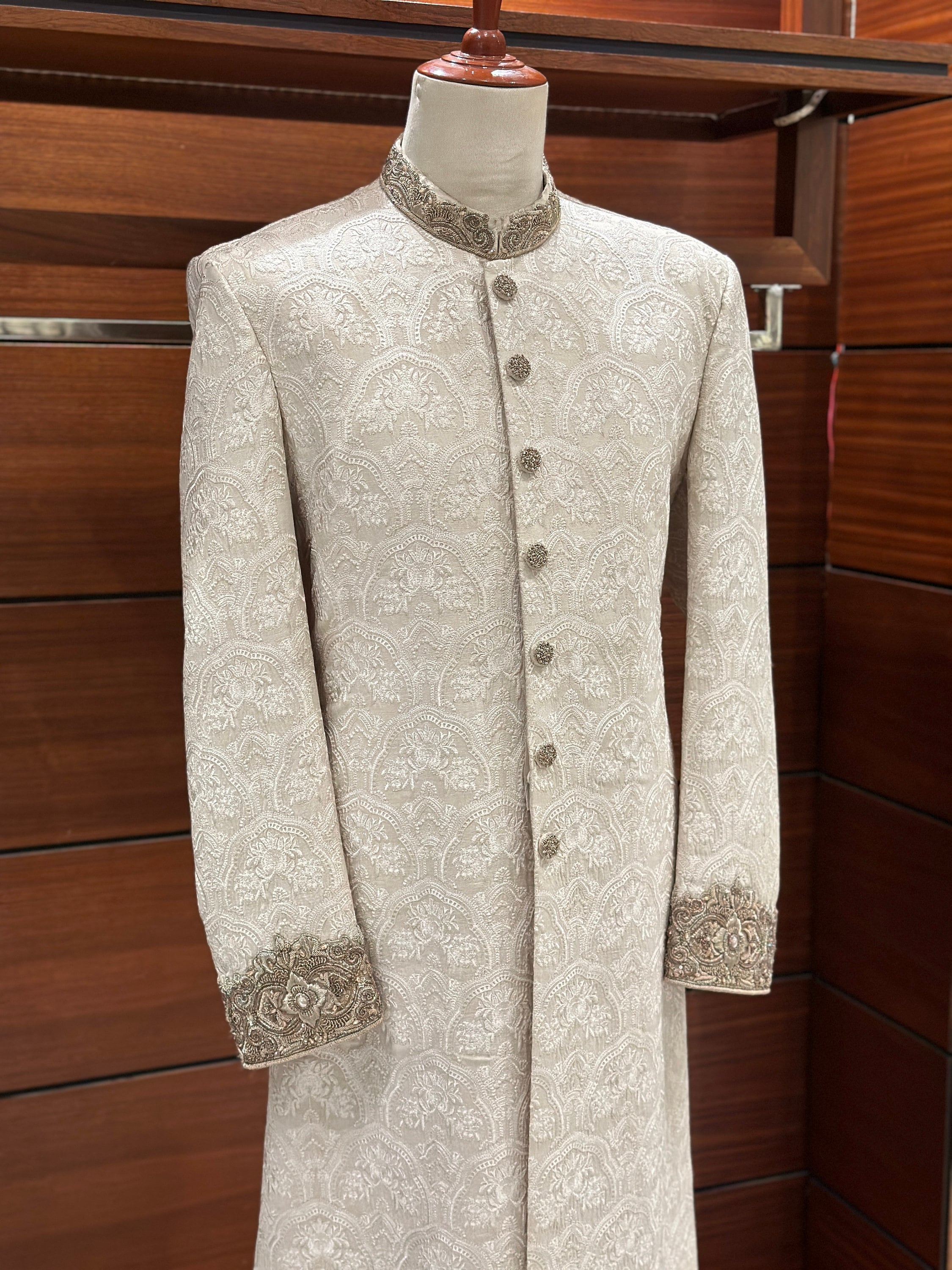 White Embroidered Sherwani for Men, Handmade Wedding Sherwani for Groom ...