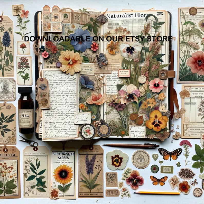 Vintage Botanical Junk Journal Kit - Etsy