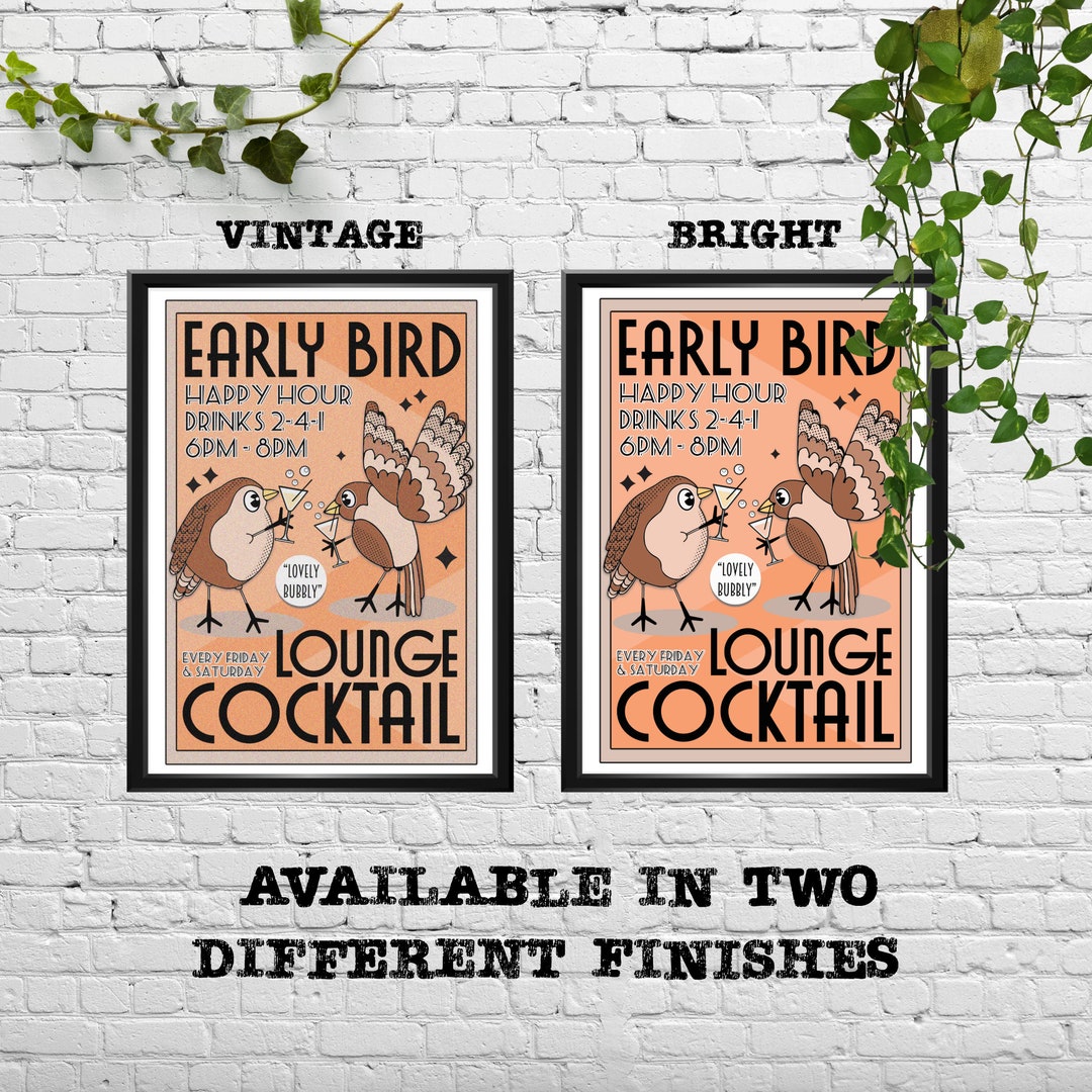DIGITAL: Retro Vintage | Inspired Drink Cocktail Art Poster | Early ...