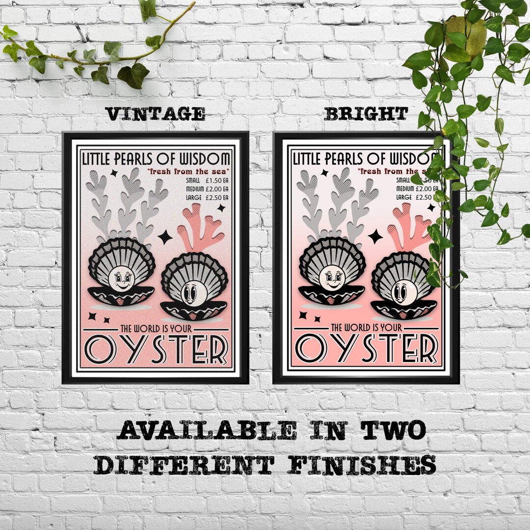 DIGITAL: Retro Vintage | Inspired the World is Your Oyster Art Poster ...