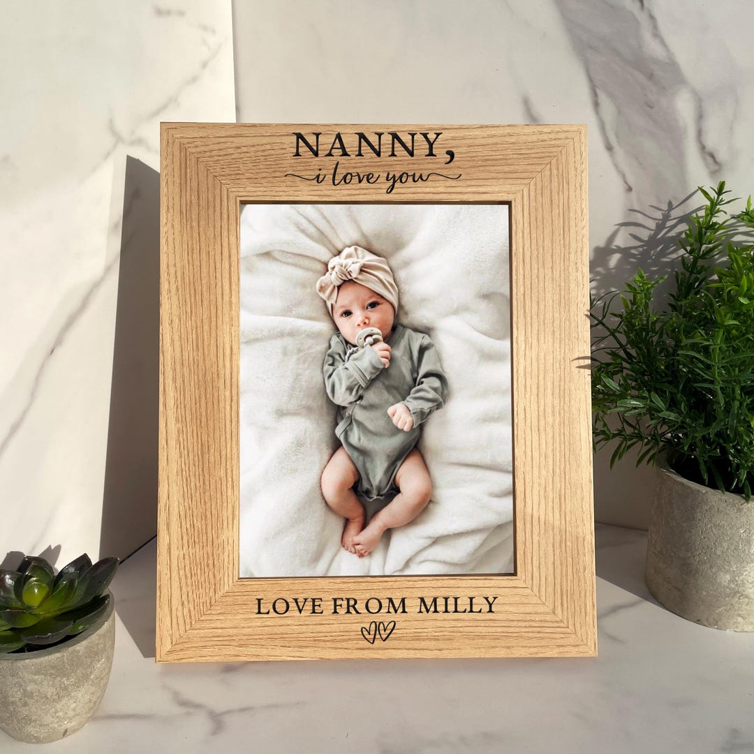 Nanny I Love You Custom Photo Frame Gifts for Nan Engraved Wooden ...