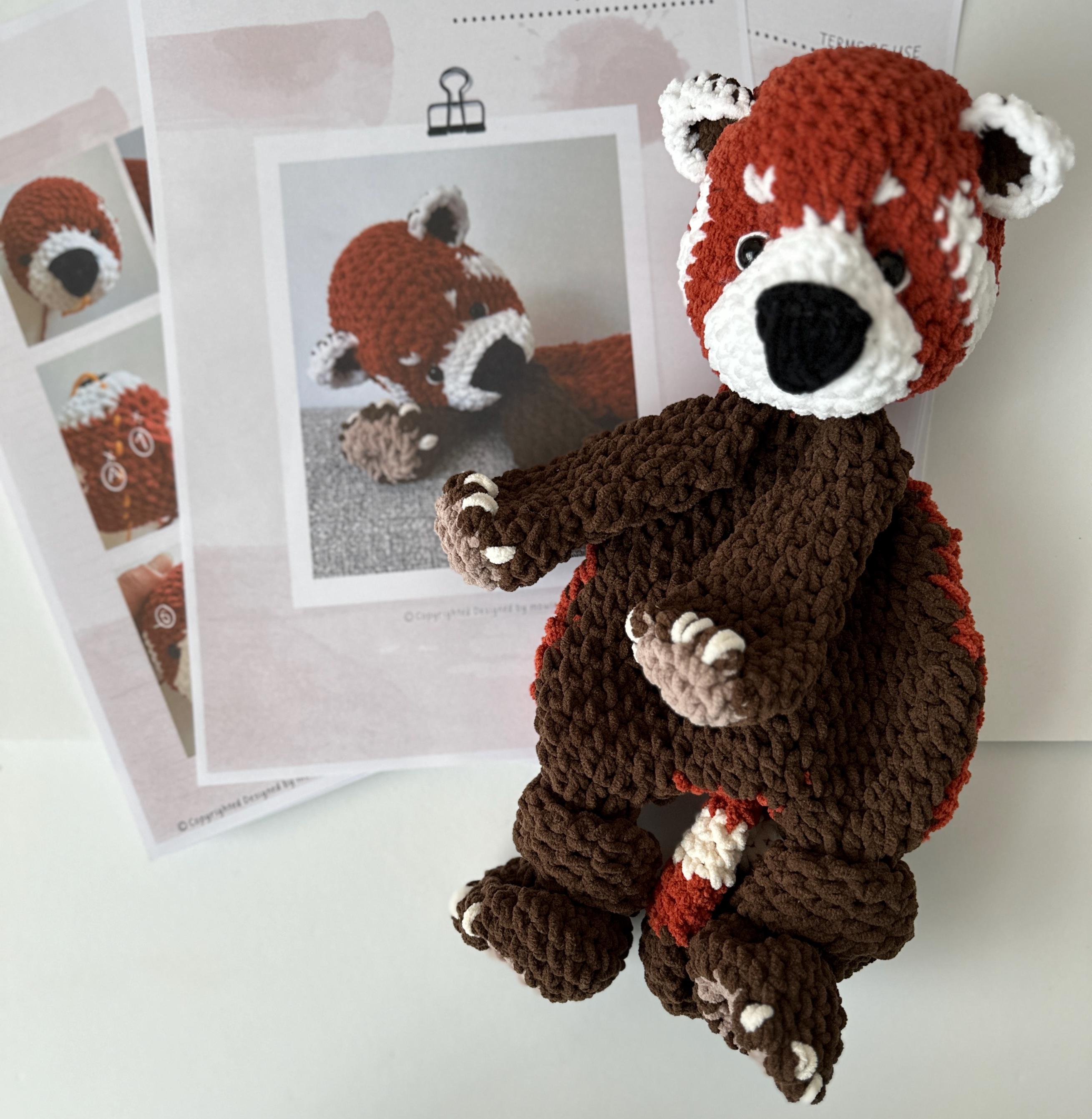Red Panda, Chenille, Low Sew Pattern, Snuggler, Amigurumi, Pattern ...