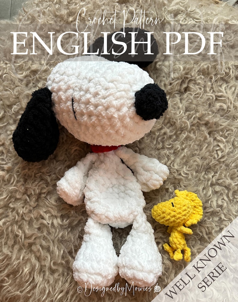 Snoopy Inspired Crochet Pattern PDF, Soft Plush Snuggle Dog, Large ...