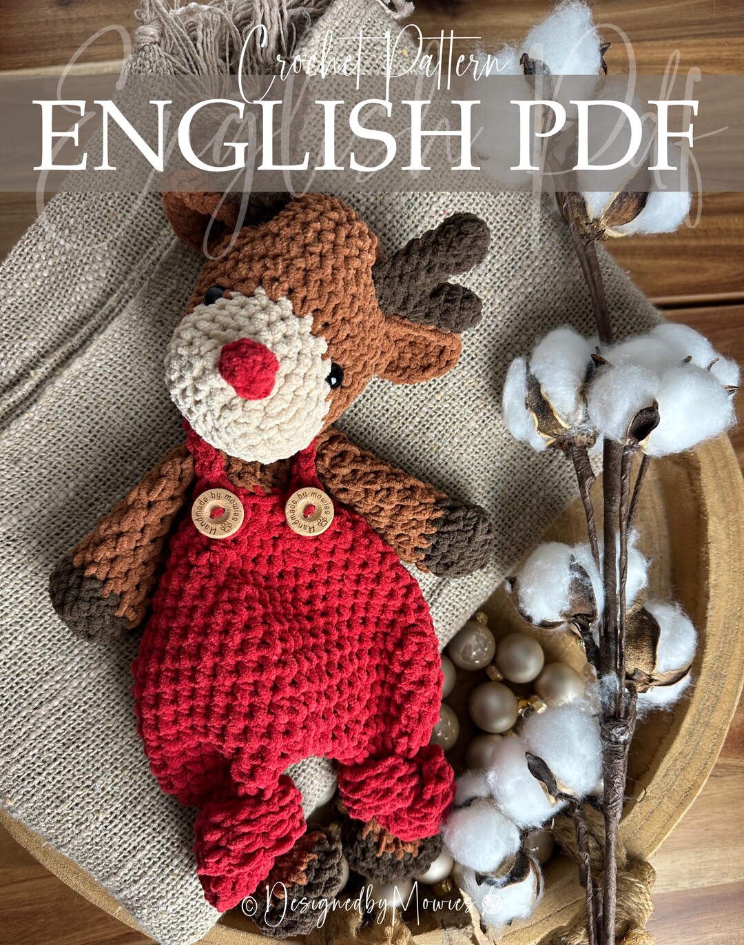 Rudolf Snuggler Crochet Pattern – DIY Amigurumi Reindeer – Instant ...