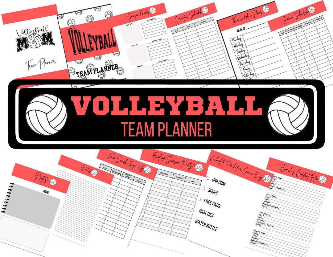 Volleyball Planner and Stat Sheet Bundle: Editable Team Templates ...
