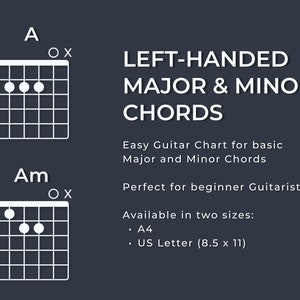 Basic Left-handed Guitar Chord Chart, Easy Guitar Chord Chart for ...