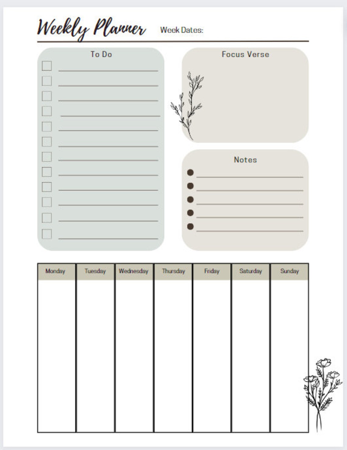 Daily & Weekly Planner Pages *printable* - Etsy