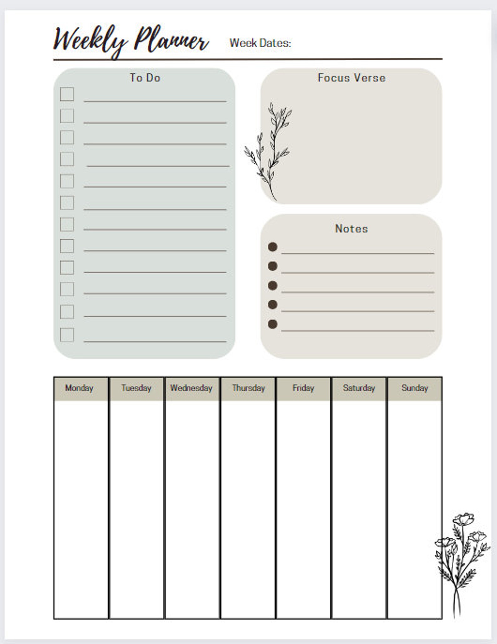 Daily & Weekly Planner Pages *printable* - Etsy