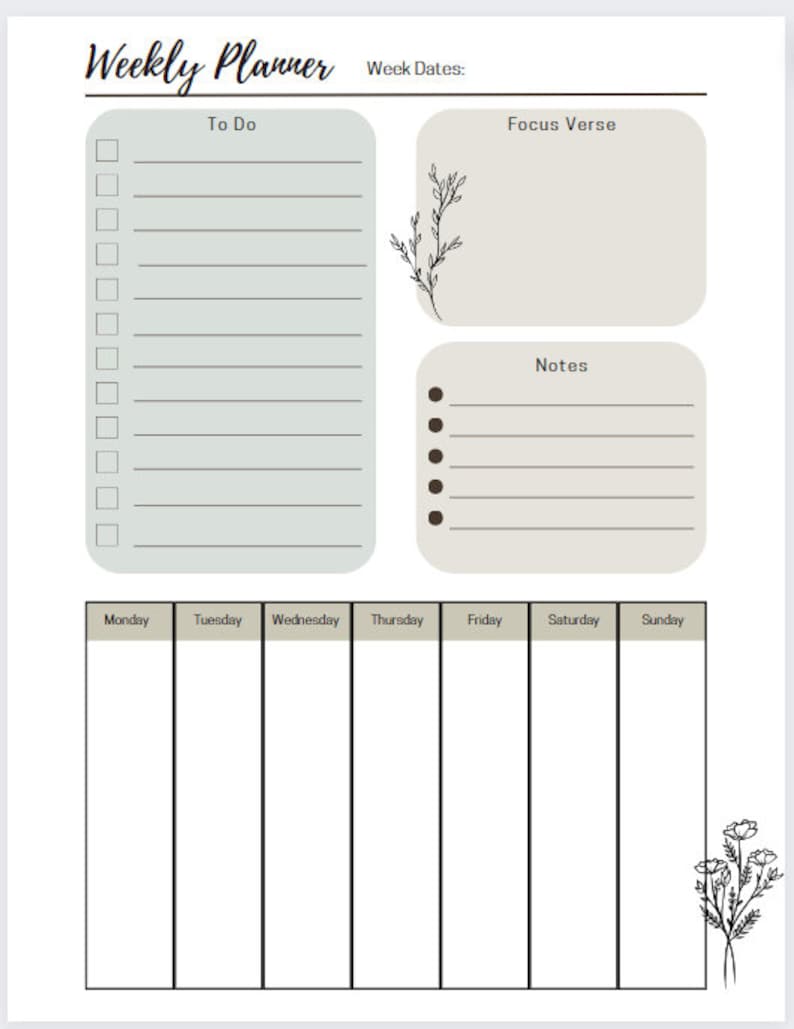 Daily & Weekly Planner Pages *printable* - Etsy