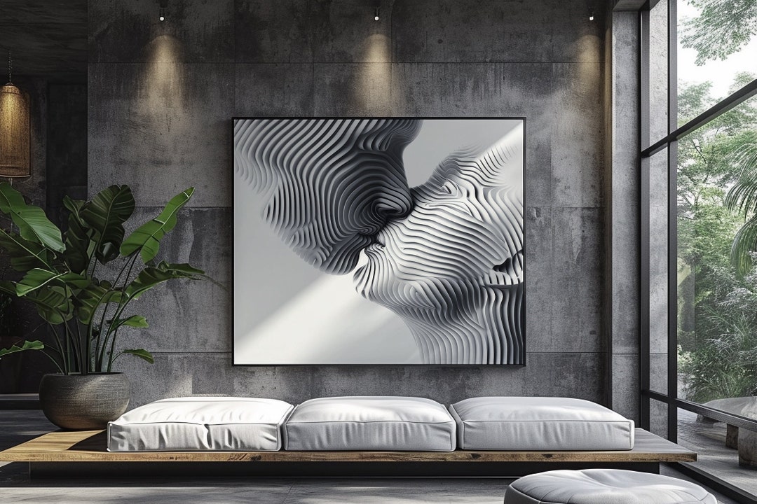PRINTABLE Modern Wall Art. Faceless Kiss of 2 Persons. Minimalistic ...