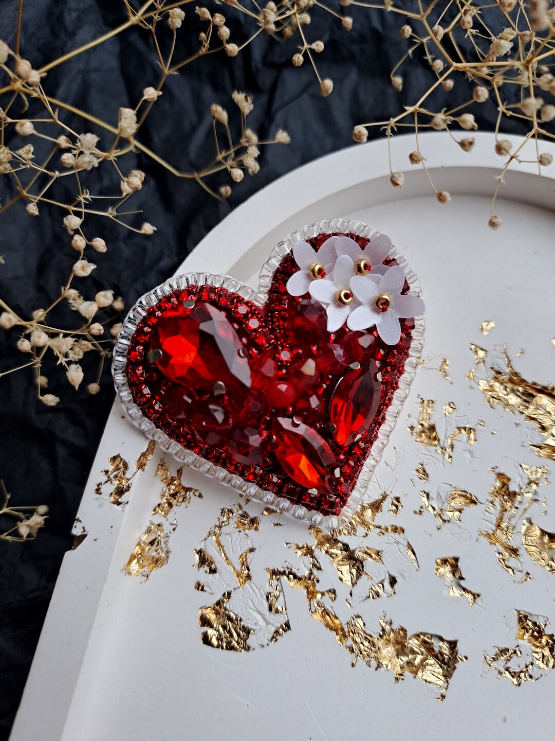 Red Heart Brooch - Etsy