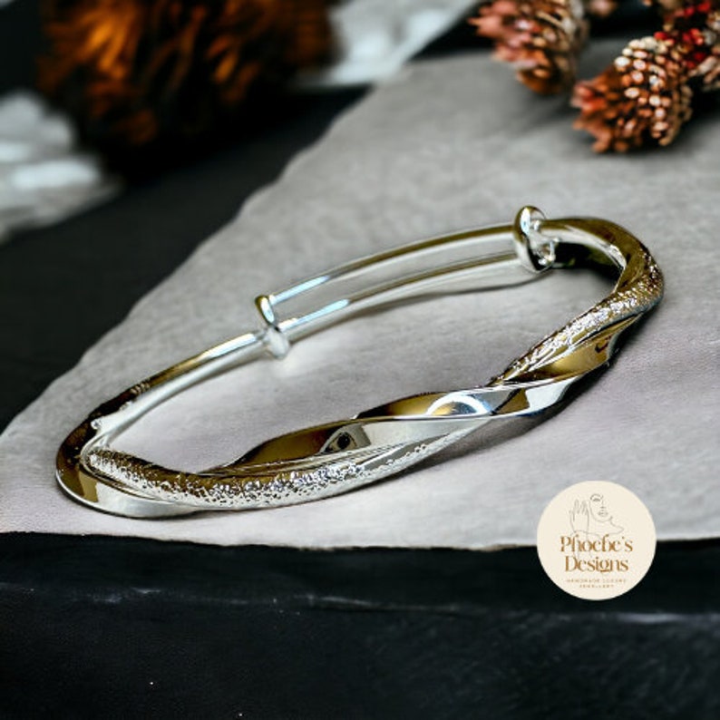 Silver Twisted Bangle Bracelet for Women Unique Silver Bracelet With ...