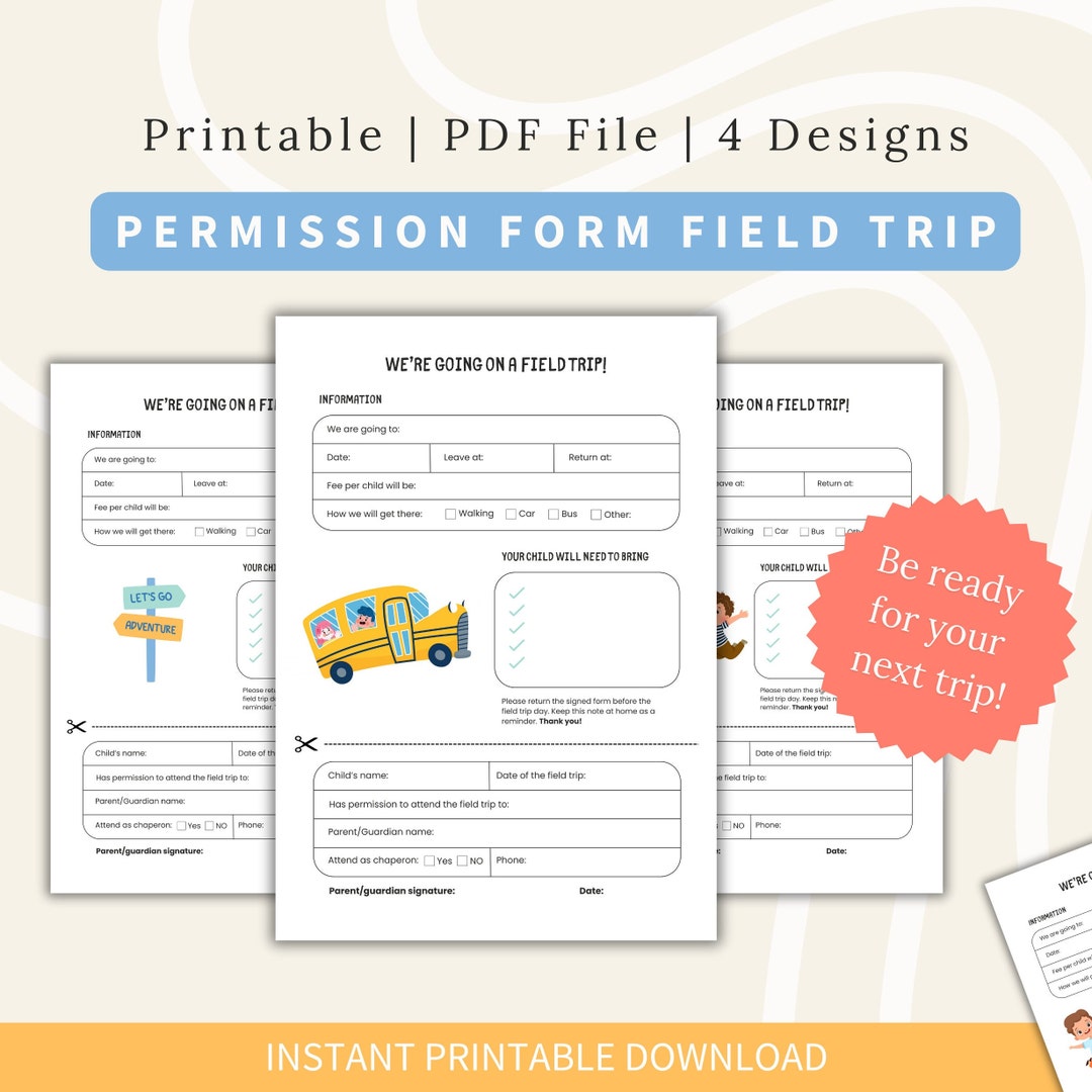 Field Trip Permission Form Daycare Slip Home Childcare Printable ...