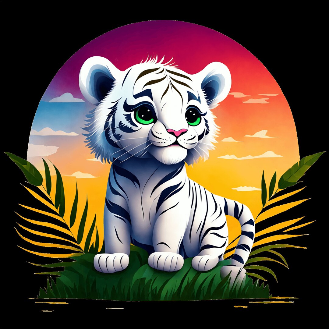 Adorable White Tiger Cubs PNG Graphic White Tiger, Glass White Tiger, Mandala Clipart, White ...