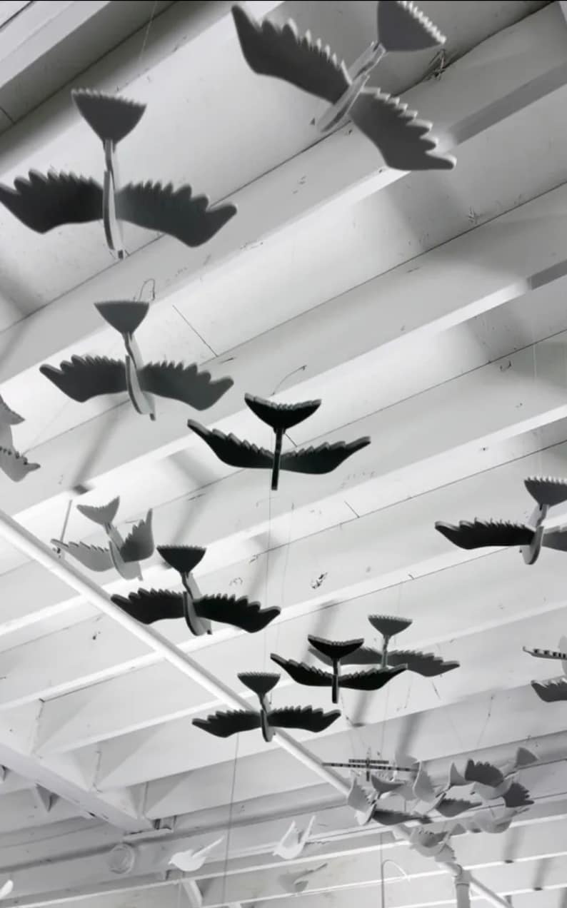 Set of 4 - Suspended Art - Birds in Flight - Made From Acoustic ...