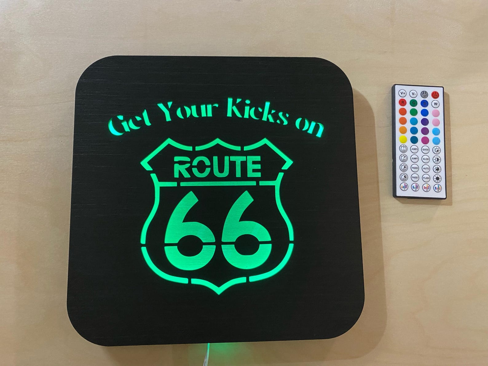 Route 66 Led Lit Sign With Remote Control. Multi Color Lights. Get Your ...