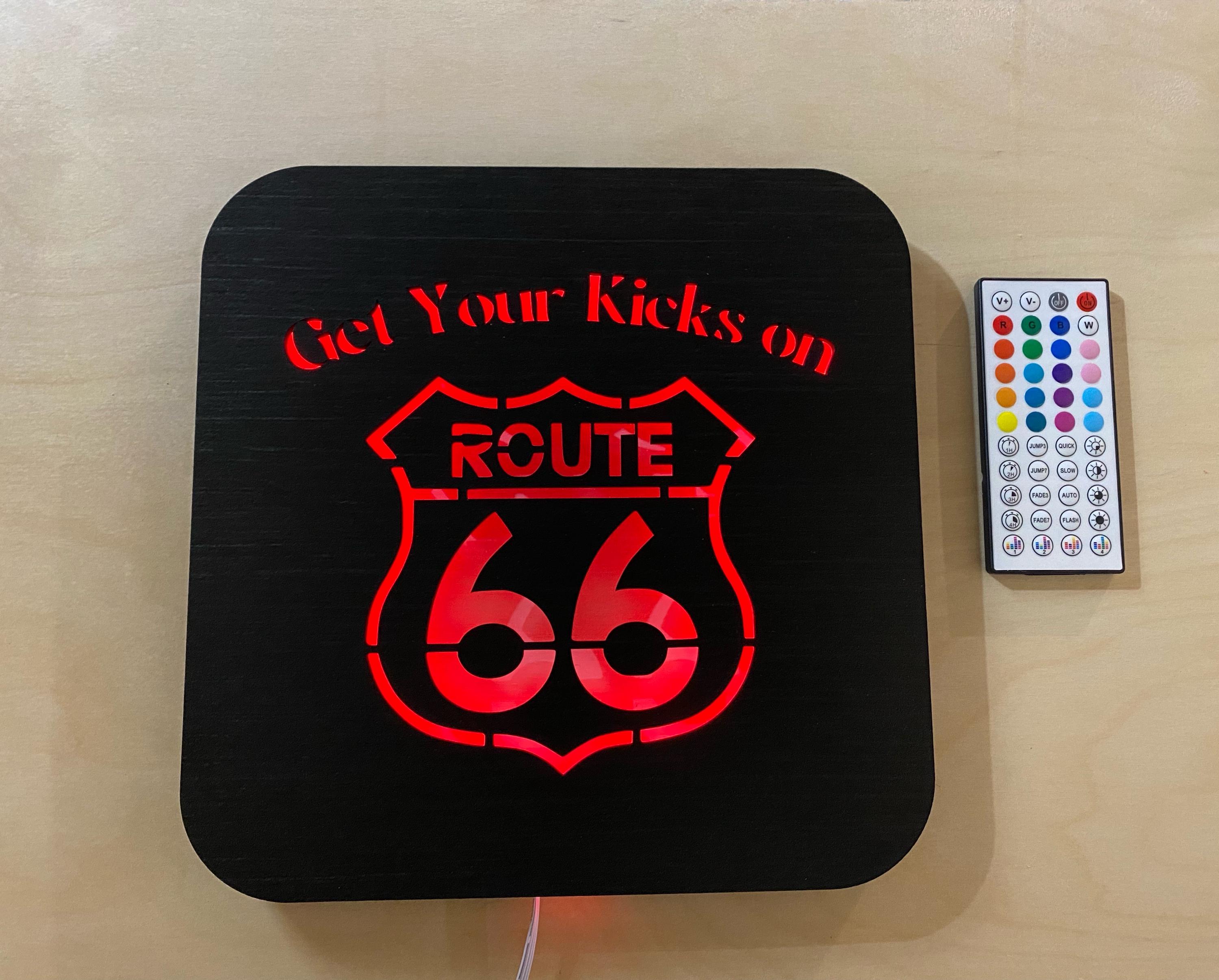 Route 66 Led Lit Sign With Remote Control. Multi Color Lights. Get Your ...