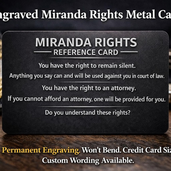 Metal Miranda Rights Cards - Etsy