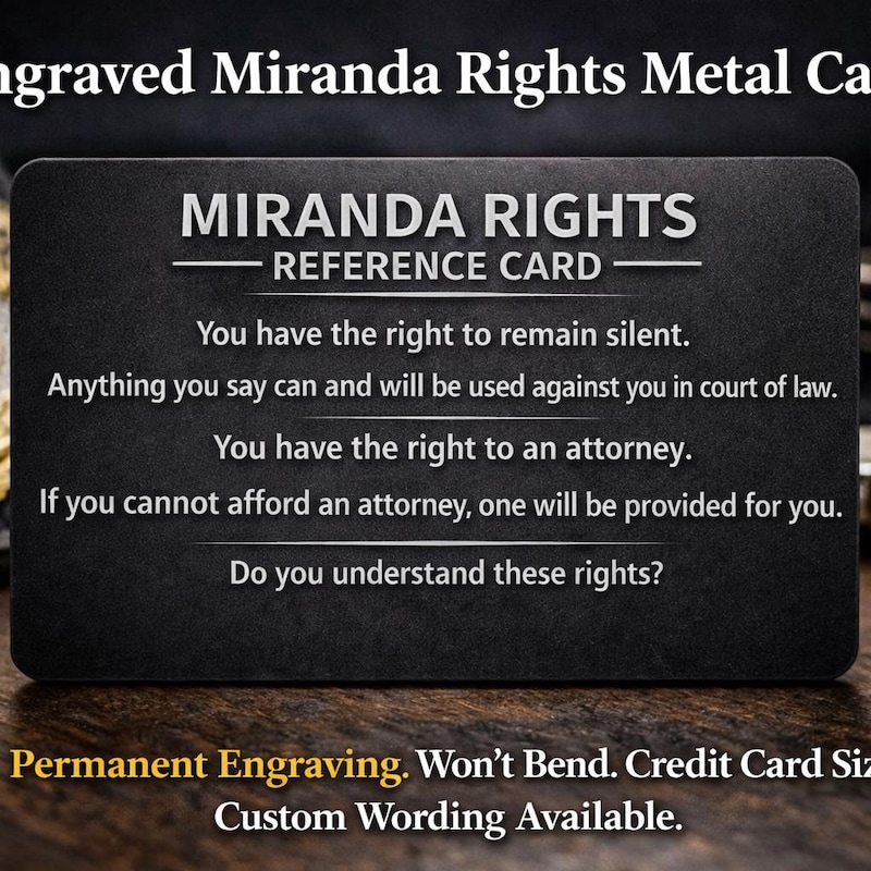Metal Miranda Rights Cards - Etsy