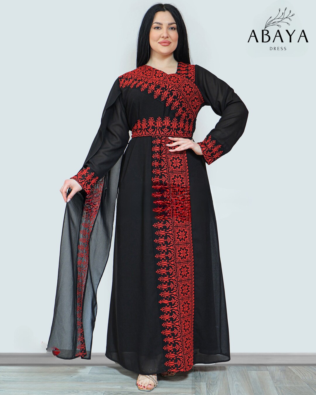 Thobe Dress From Palestine With Tatreez Embroidery and Ruffle Detail ...