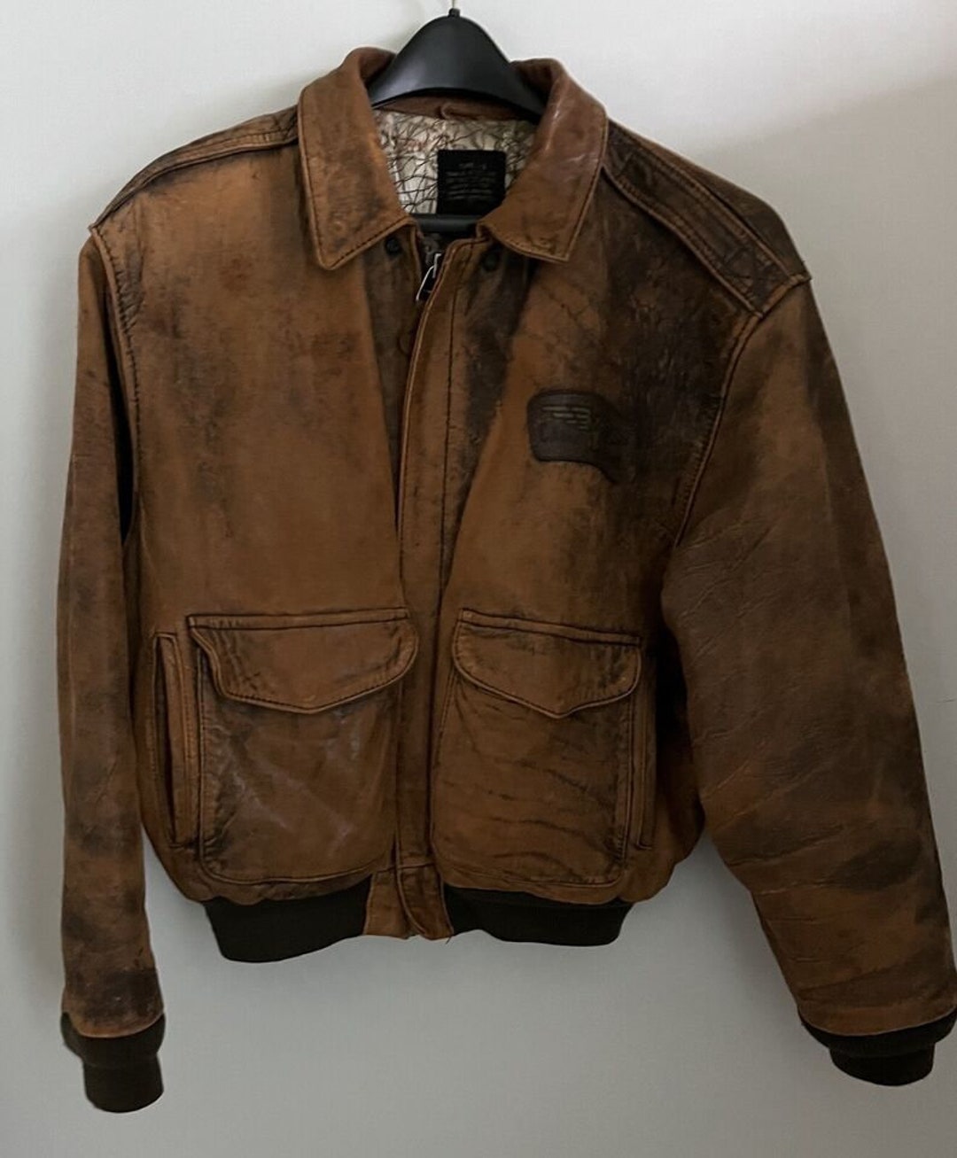 Vintage Avirex Glenn Miller AAF Band A-2 Leather Bomber Jacket Neiman ...