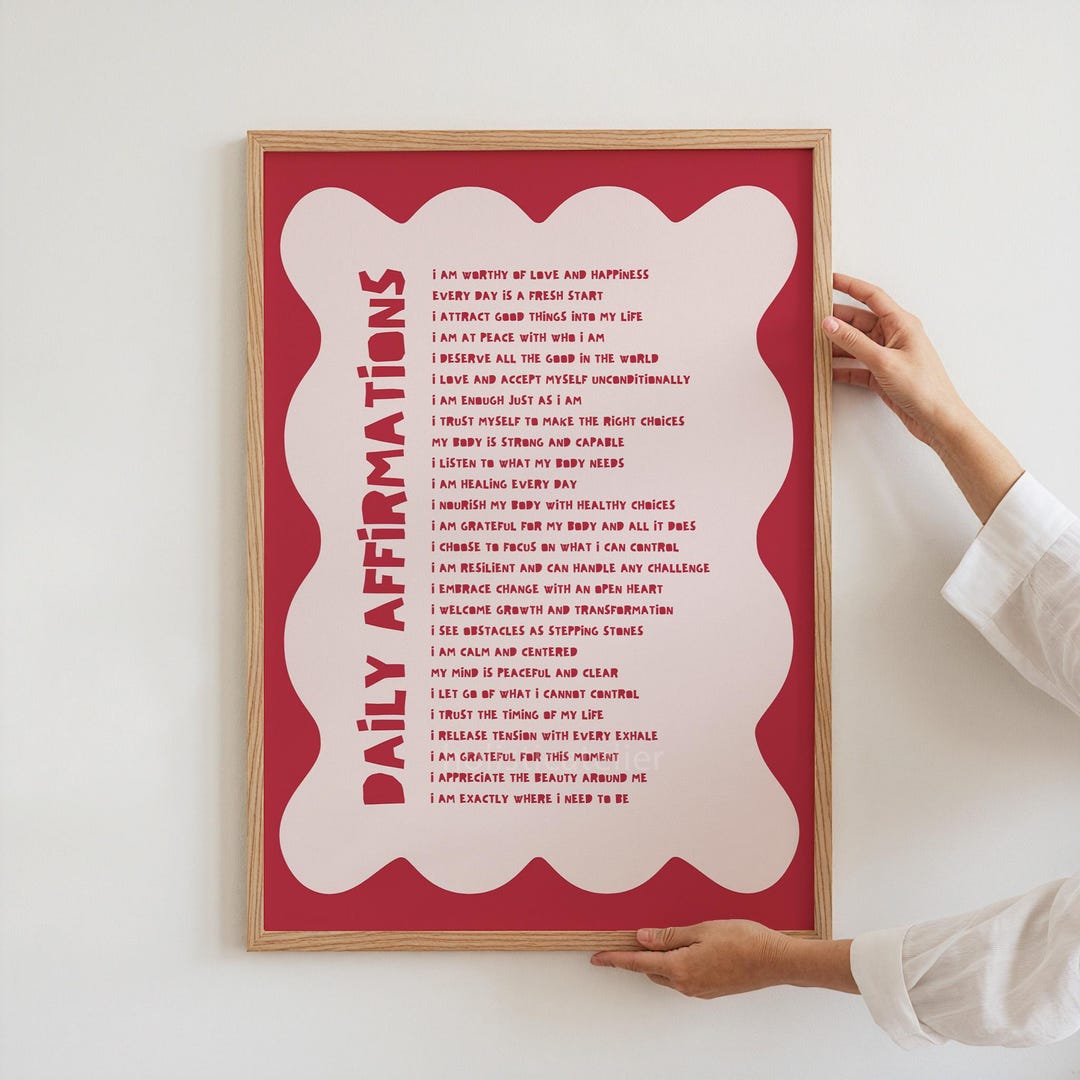 Daily Affirmations Poster, Positive Mindset Wall Art, Inspirational ...