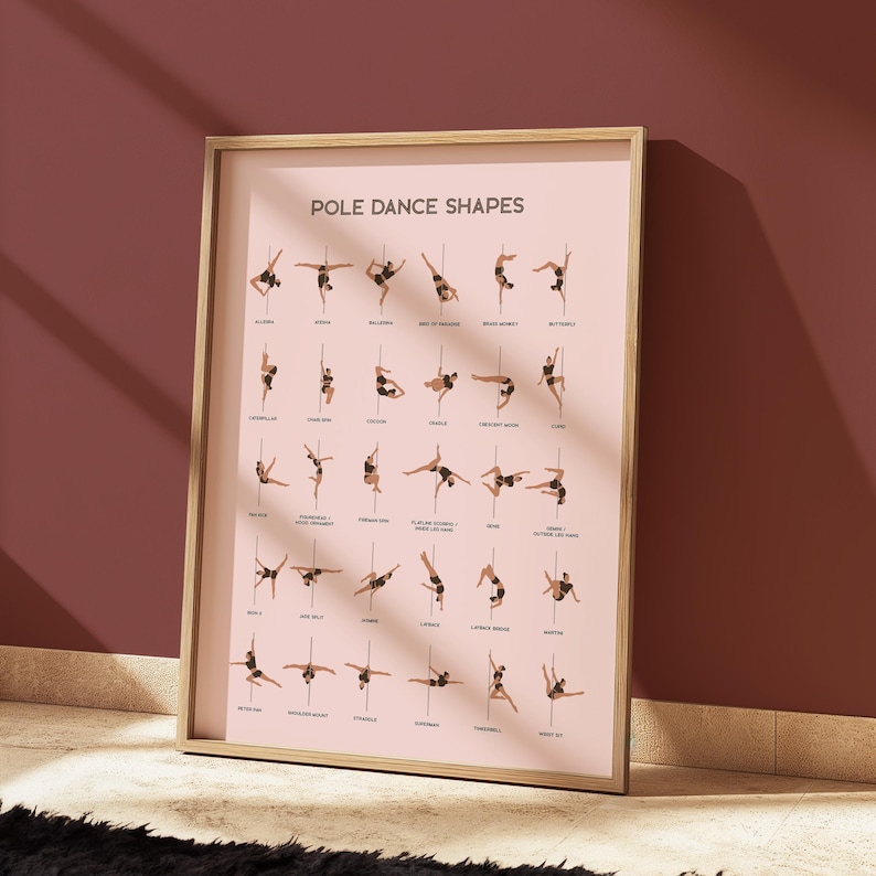 Pole Dance Shapes Art Print: 30 Iconic Moves, Studio Decor - Etsy Australia