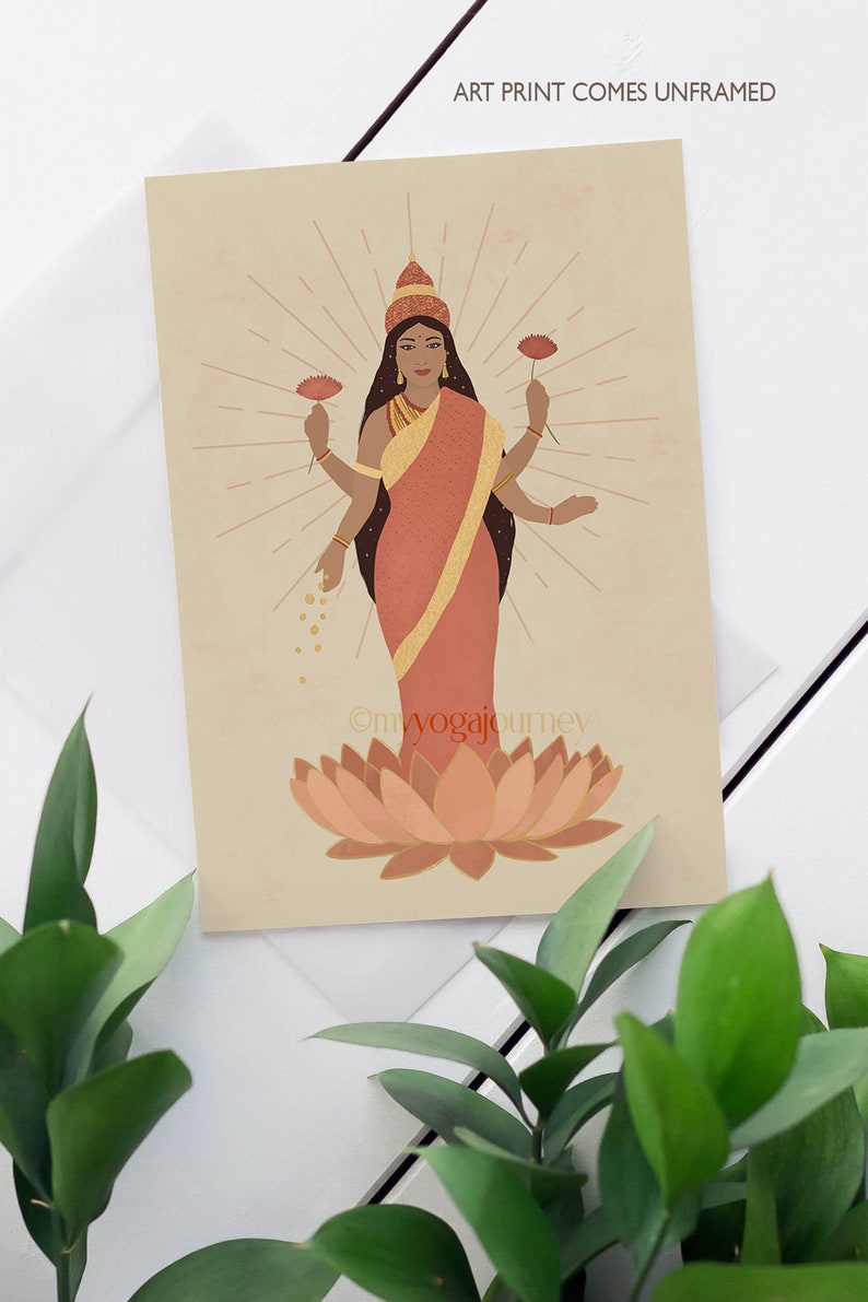 Lakshmi, Goddess Illustration, Hindu Goddess, India Artwork, Hindu ...