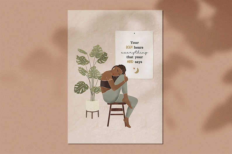 Mental Health Art Print, Mindfulness Art, Mindful Art Print, Yoga Room ...