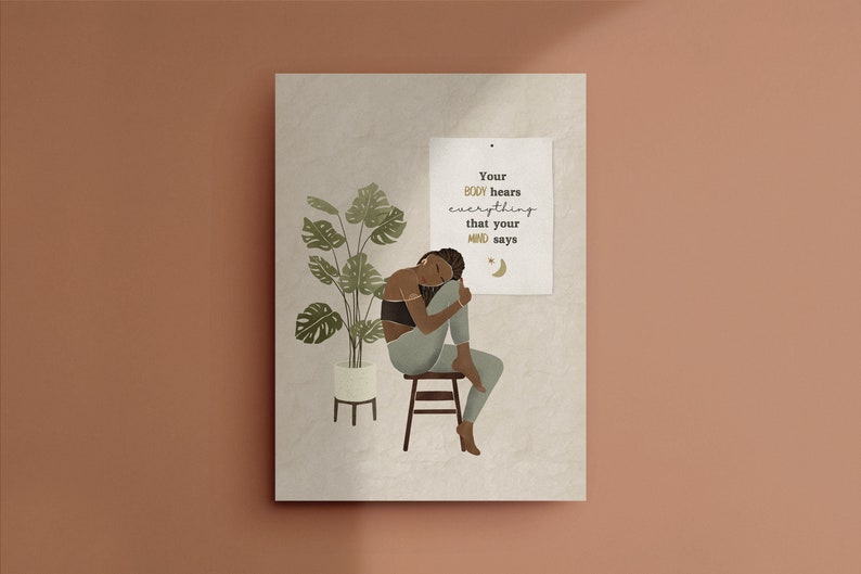 Mental Health Art Print, Mindfulness Art, Mindful Art Print, Yoga Room ...