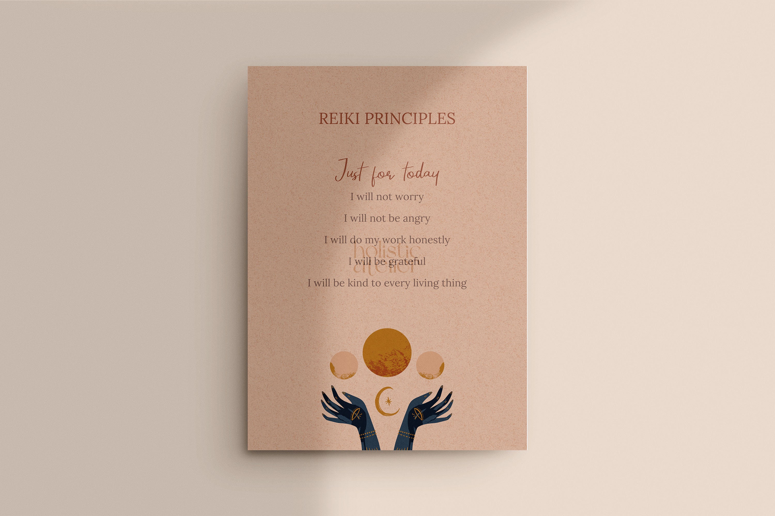 Reiki Art Print, 5 Principles of Reiki Art, Reiki Room Wall Decor A5 A4 ...