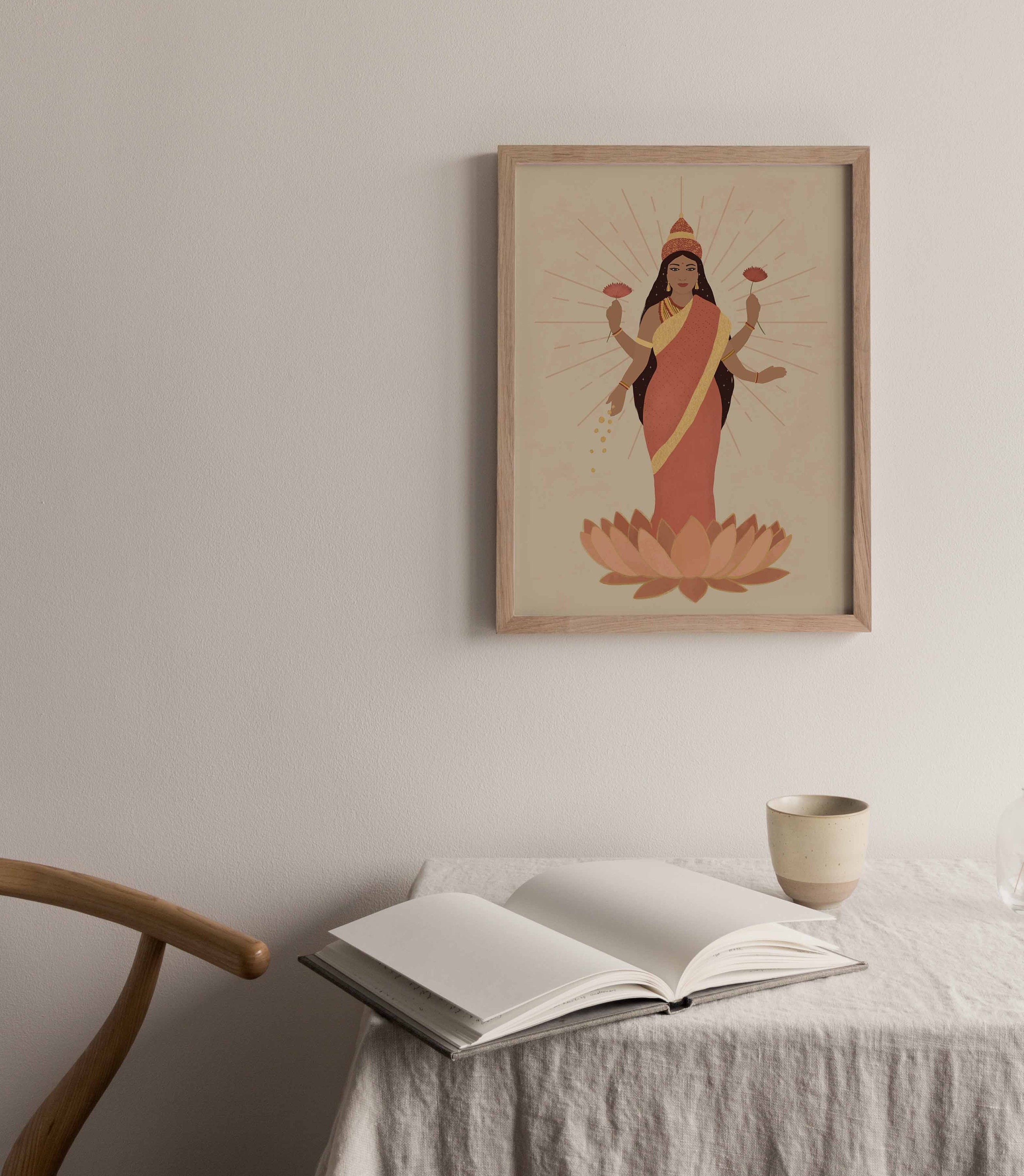 Lakshmi, Goddess Illustration, Hindu Goddess, India Artwork, Hindu ...