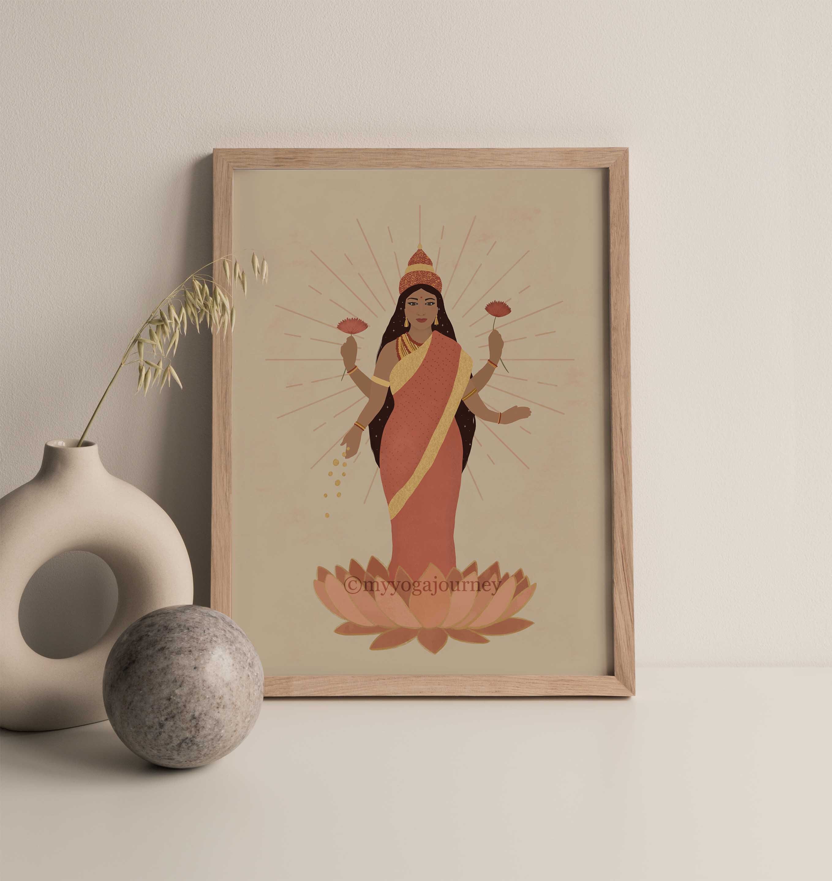Lakshmi, Goddess Illustration, Hindu Goddess, India Artwork, Hindu ...