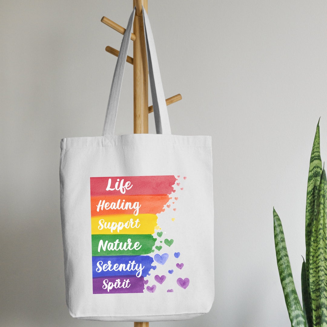 Rainbow Tote Bag LGBTQ Pride Flag Shopping Bag Shoulder Bags 100% ...