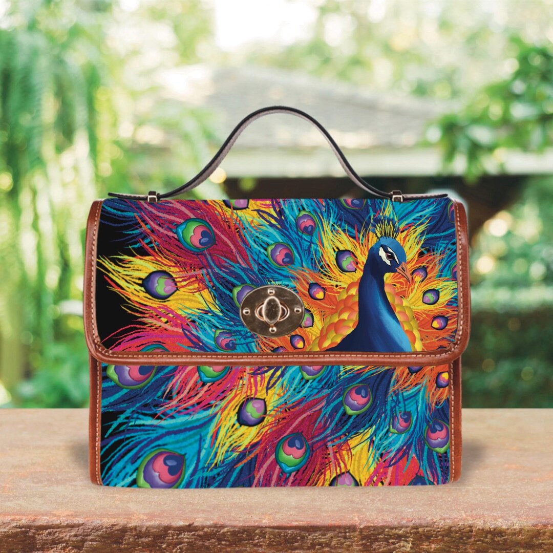 Peacock Feather Handbag, Cottagecore Floral Bag, Bohemian Eclectic ...