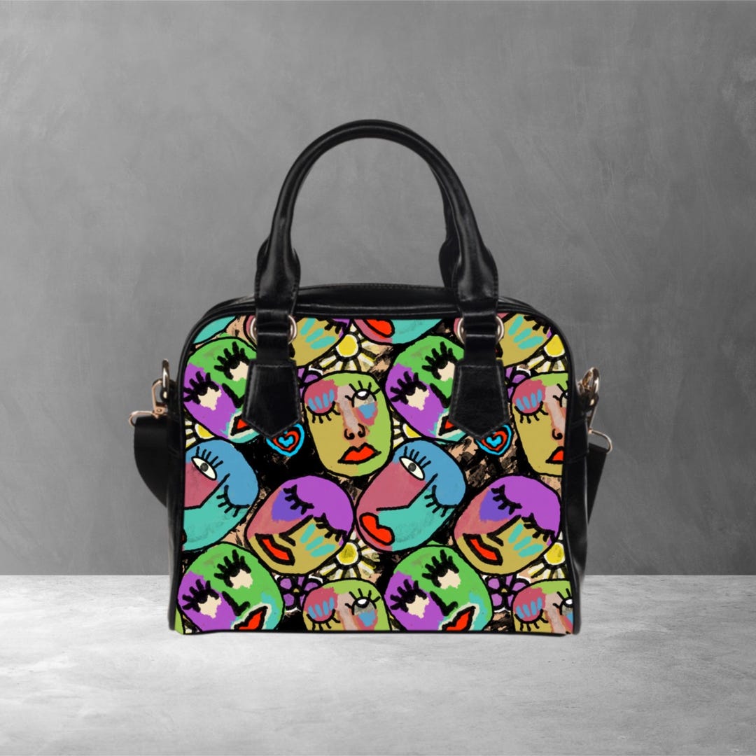 Weird Face Woman Bag, Abstract Pop Art Purse, Modern Funky Bag, Unusual ...