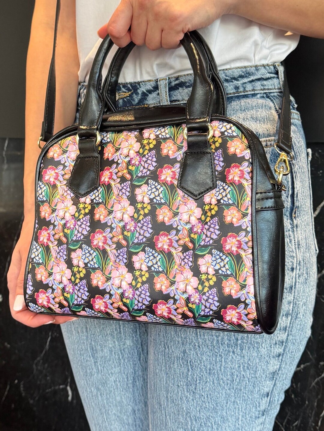 Summer Flower Shoulder Bag, Vibrant Floral Handbag, Botanic Pattern ...