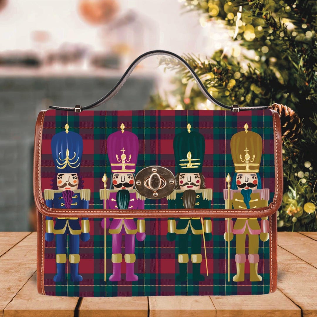 Christmas Nutcracker Handbag, Plaid Bag, Vintage Holiday Satchel, Toy ...