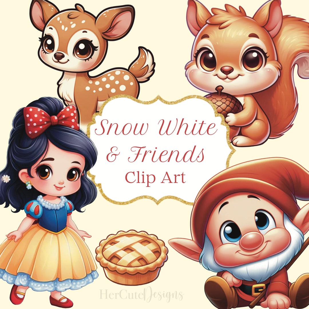 Cute Snow White Clip Art| | Squirrel |deer | Dwarf | Apple Pie | Baby ...