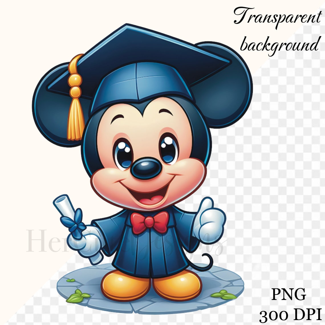 Cute Graduation Mickey PNG Cap and Gown Mouse Grad Digital Image ...