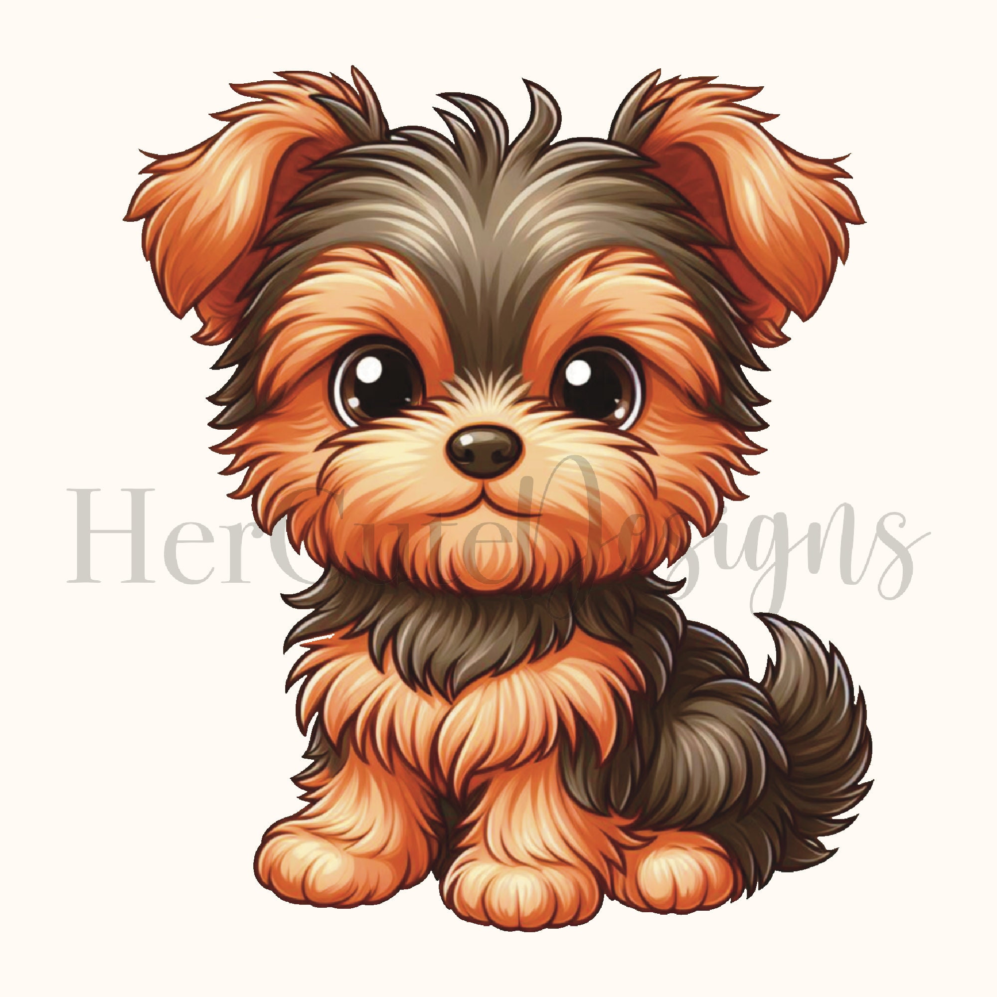 Cute Yorkie Puppy PNG | Adorable | Brown | Digital Image | Tea Cup ...