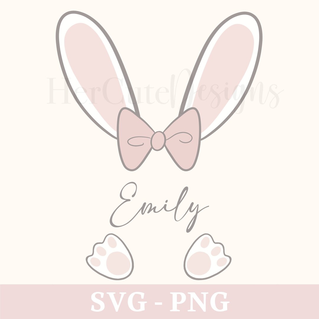 Cute Bunny Ears With Pink Bow PNG |rabbit |easter Bunny | SVG File ...