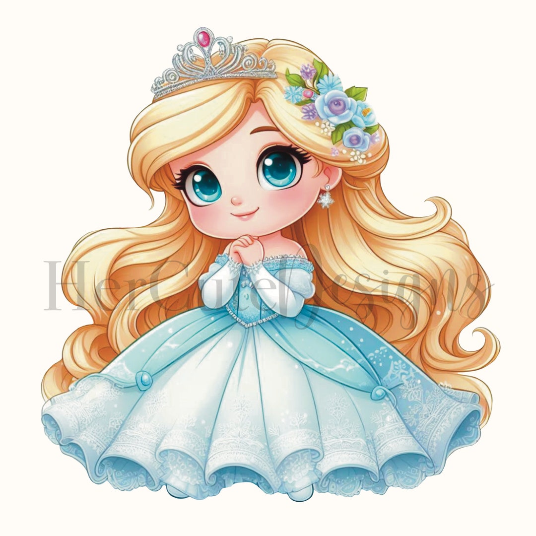 Cute Classic Princess in Blue Dress PNG |blonde Hair | Baby Princess ...