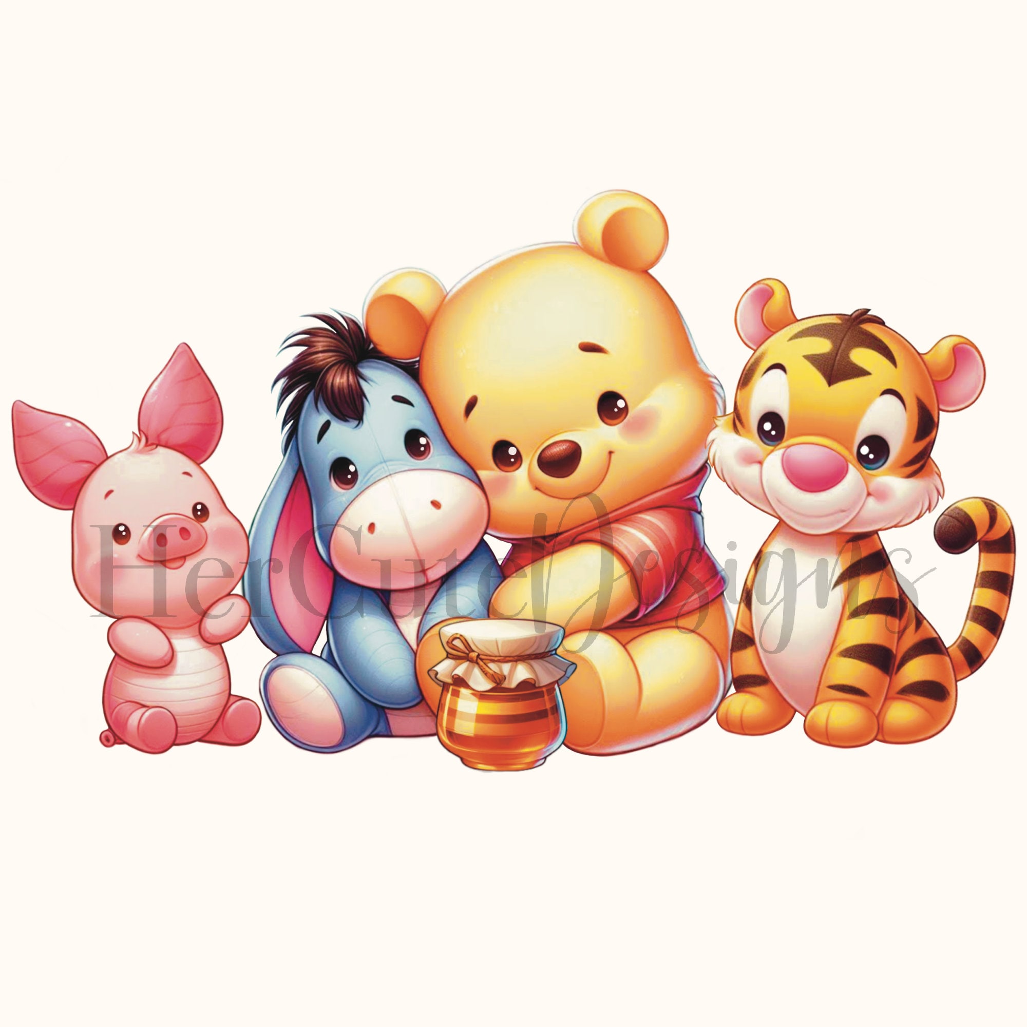 Cute Bear and Friends PNG| Piglet| Digital Image| Jar of Honey - Etsy