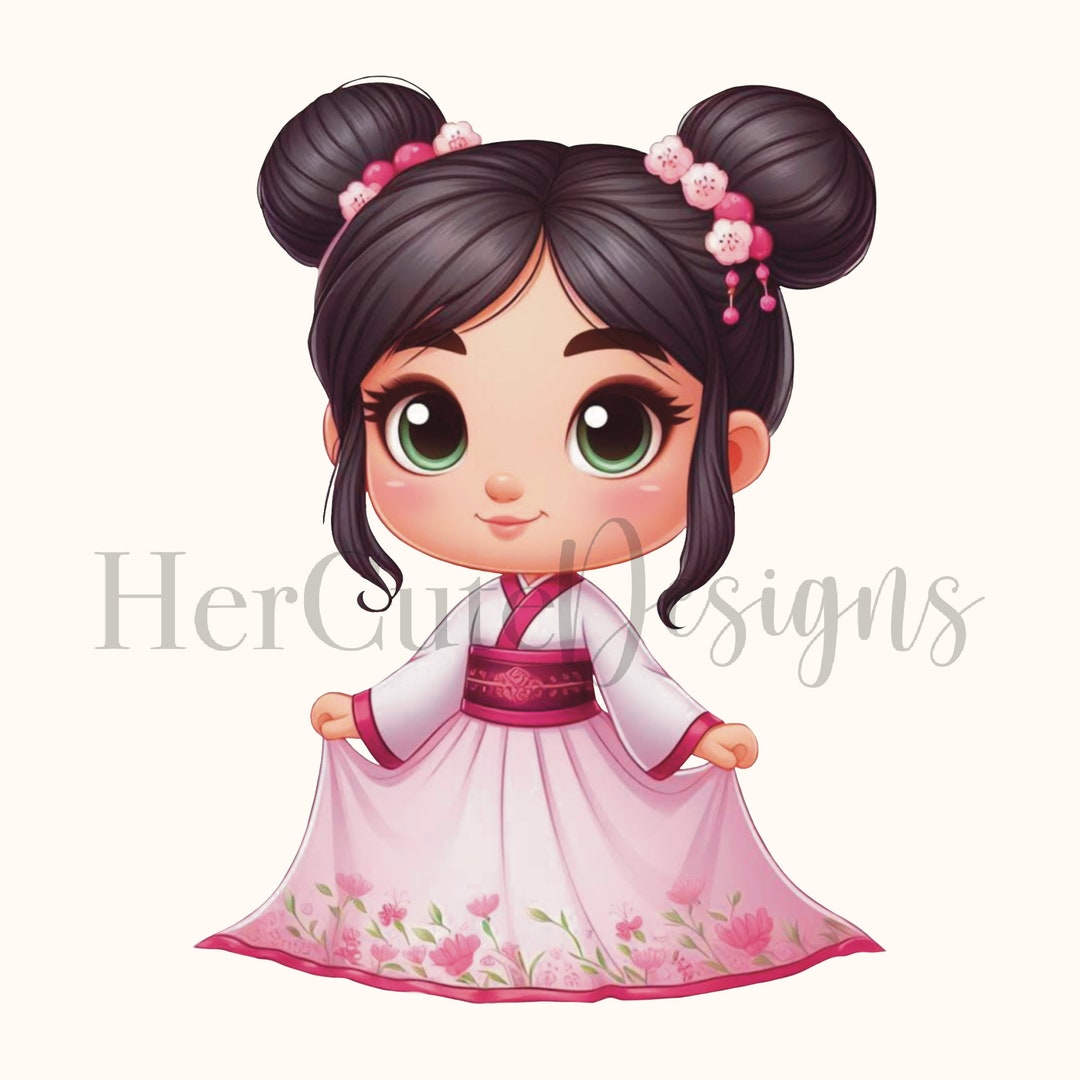 Cute Little Asian Princess PNG | Mulan | Baby Princess | Pink Dress ...