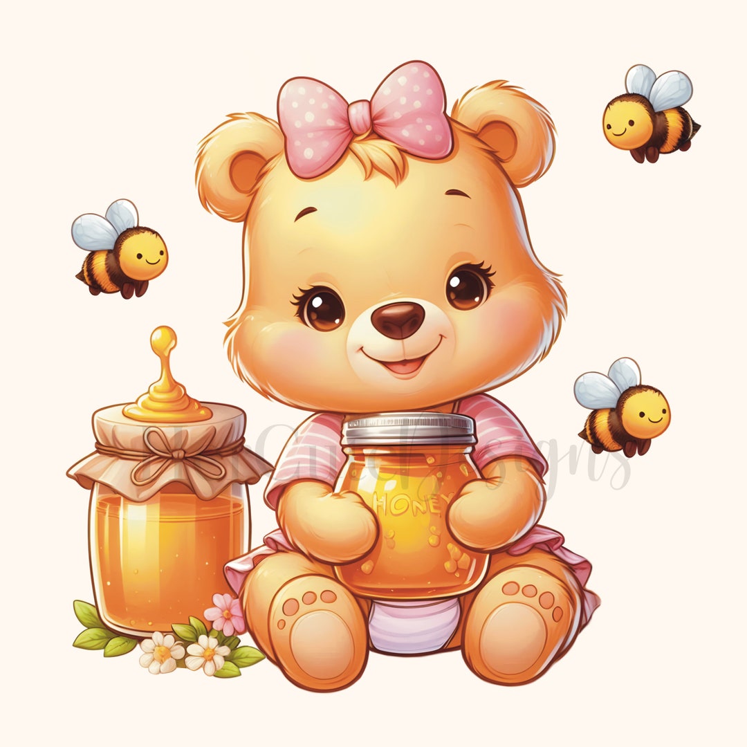 Cute Baby Girl Bear PNG |mother's Day | Jar of Honey | Girly | Bear Mom ...