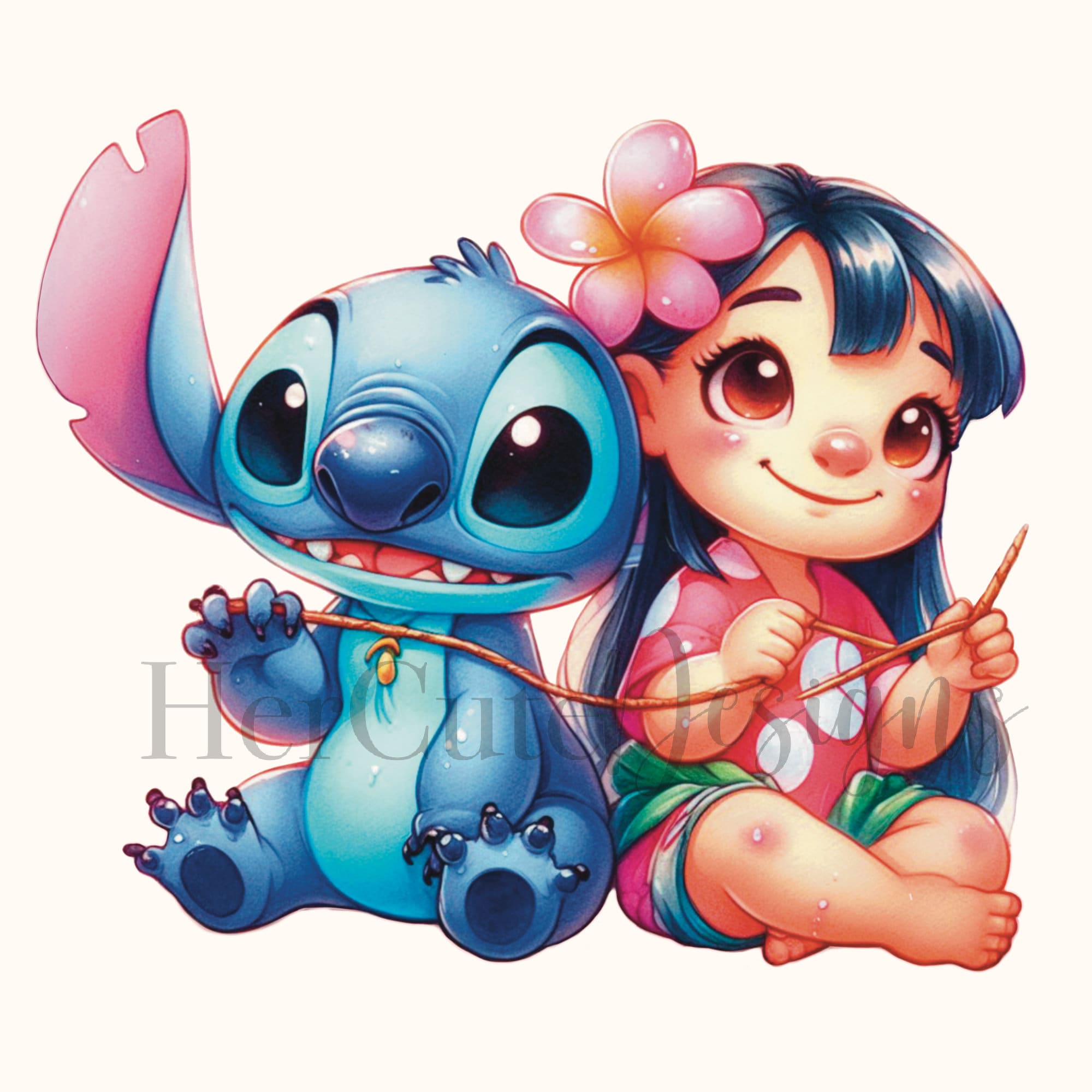 Cute Lilo and Stitch PNG |brown Hair | Baby Princess |plumeria Flower ...