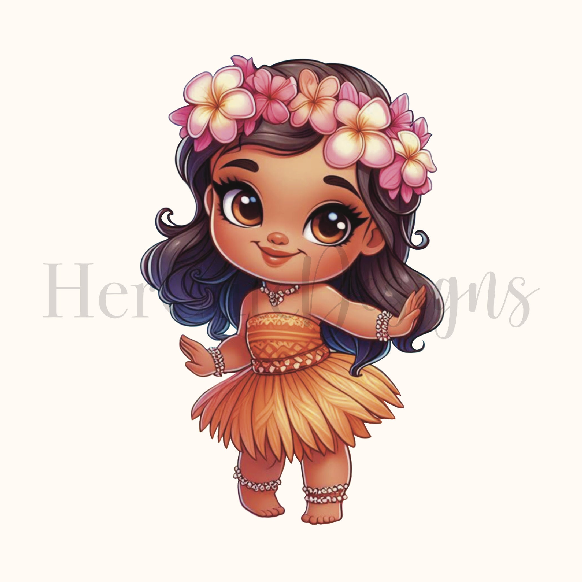 Cute Polynesian Baby Princess PNG |brown Hair | Baby Princess |plumeria ...